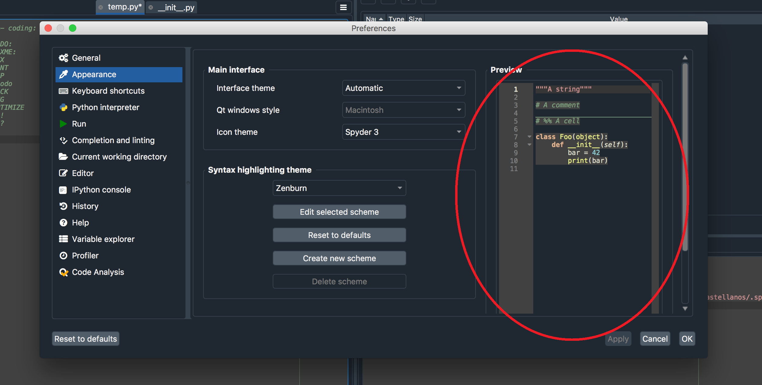 Appearance preferences for syntax highlighting with dark theme look weird · Issue #9248 · spyder ...