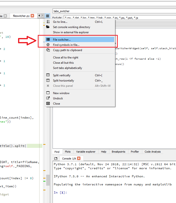 EditorStack file and symbol switcher not working · Issue #9469 · spyder ...