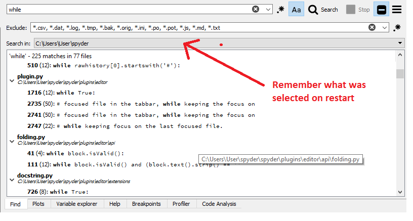 Remember what was selected in the "Search in" combo box of the "Find ...