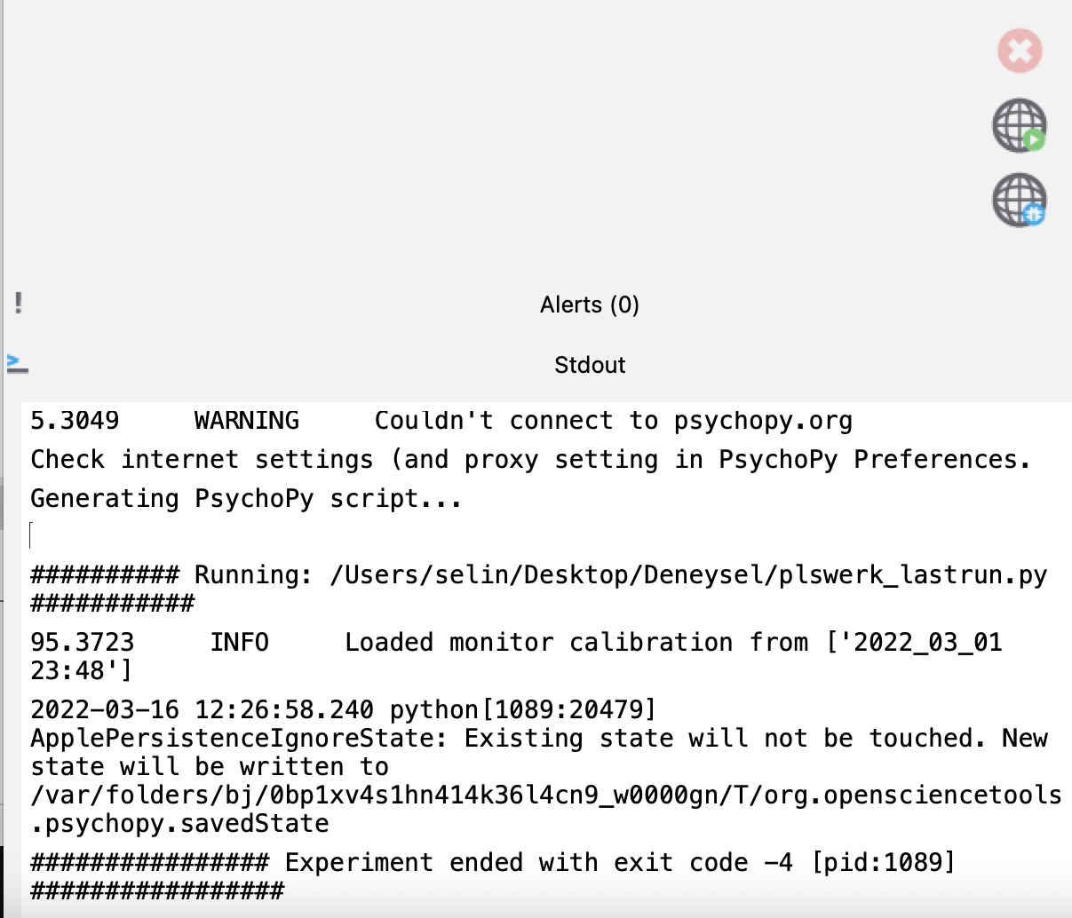 PsychoPy 2022.1.1 crashes starting the experiment Mac Monterey · Issue ...