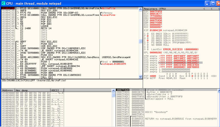 메모장 WriteFile() API 후킹 | SCP Tech Blog