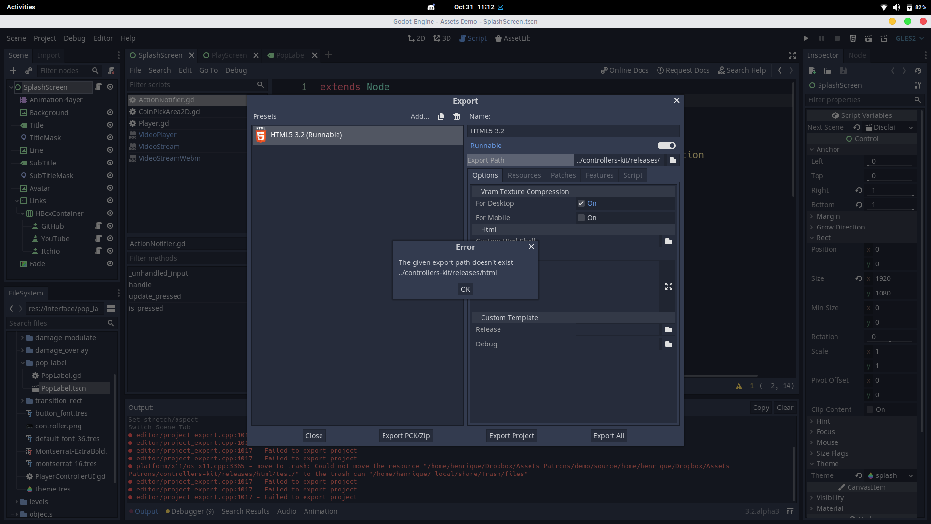 Export All fails to find export path · Issue #33205 · godotengine/godot ...