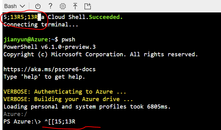 Cursor position response sequence code got interpreted as normal user ...