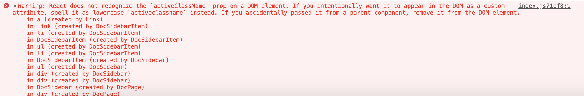 External Link In Sidebar Causes React Warning · Issue 2185 · Facebookdocusaurus · Github