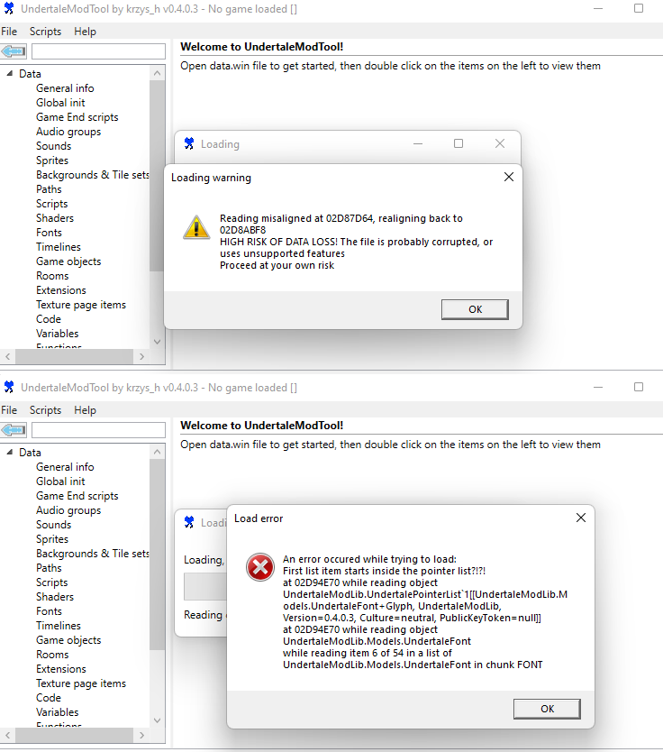 High risk to data loss · Issue #1015 · UnderminersTeam/UndertaleModTool · GitHub