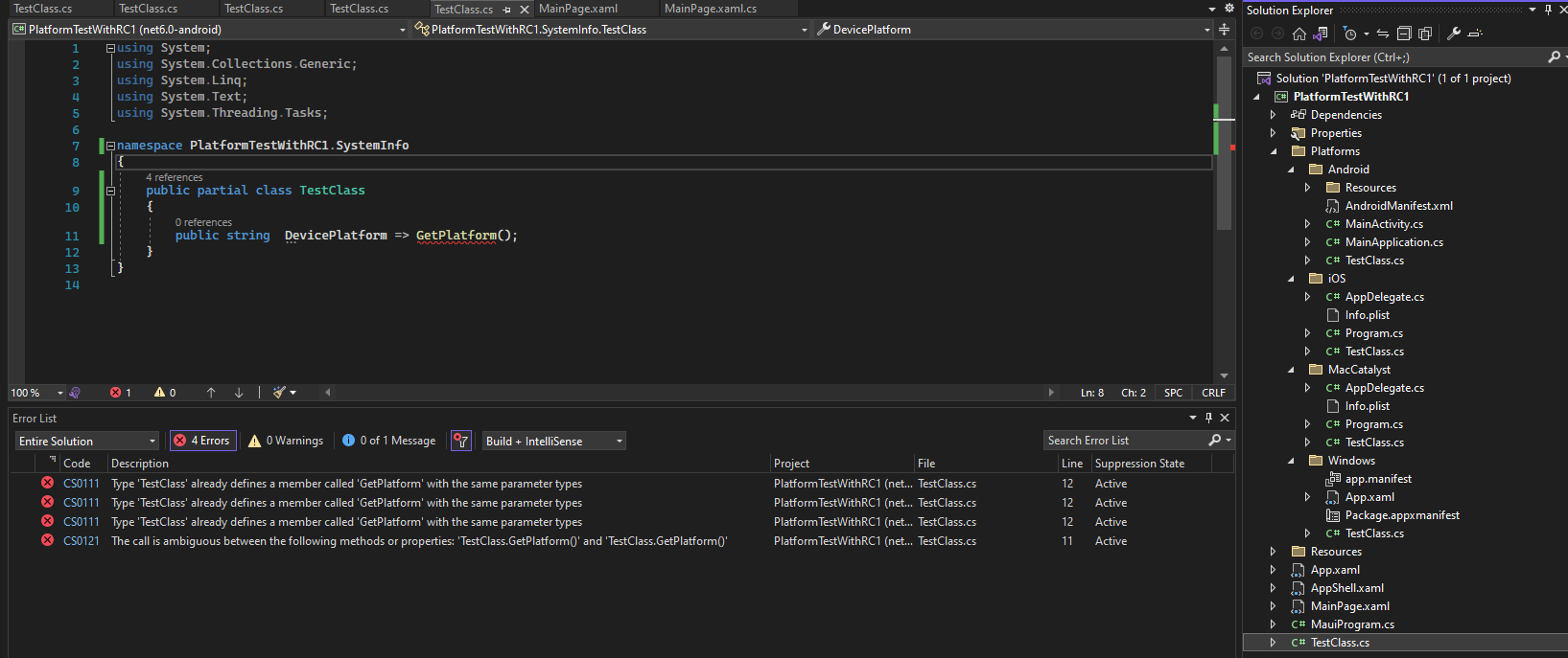 Partial Classes In Platform Folders Causing Ambiguity Errors · Issue 6198 · Dotnetmaui · Github