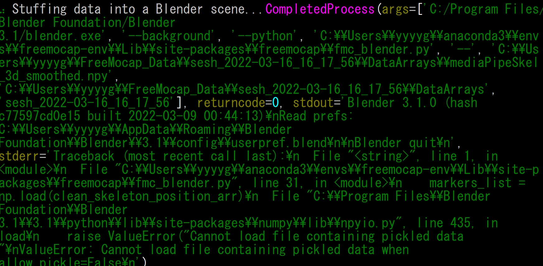 Cannot load file containing pickled data · Issue #126 · freemocap/freemocap · GitHub