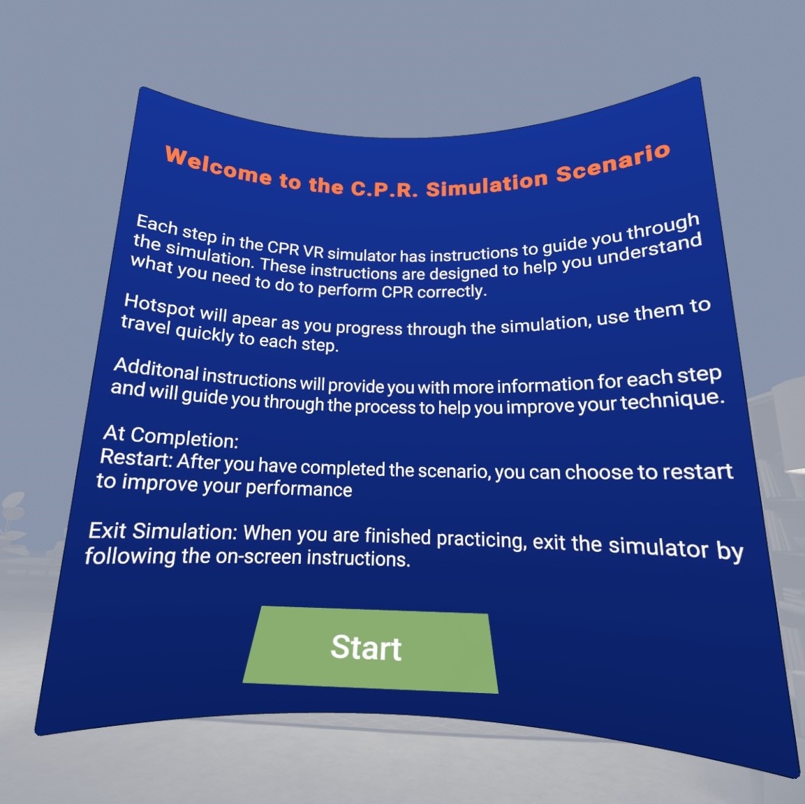 GitHub - csu-hci-projects/SP23-CPR-Resuscitation-Scenario-using-Virtual-Reality