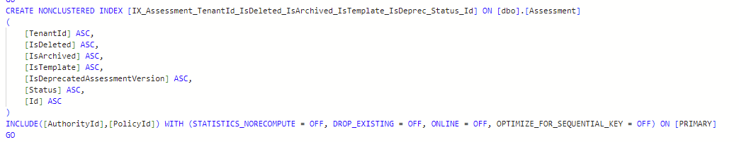 Create Sql Ddl Of A Table And Indexes Does Not Show The Included Columns · Issue 21671