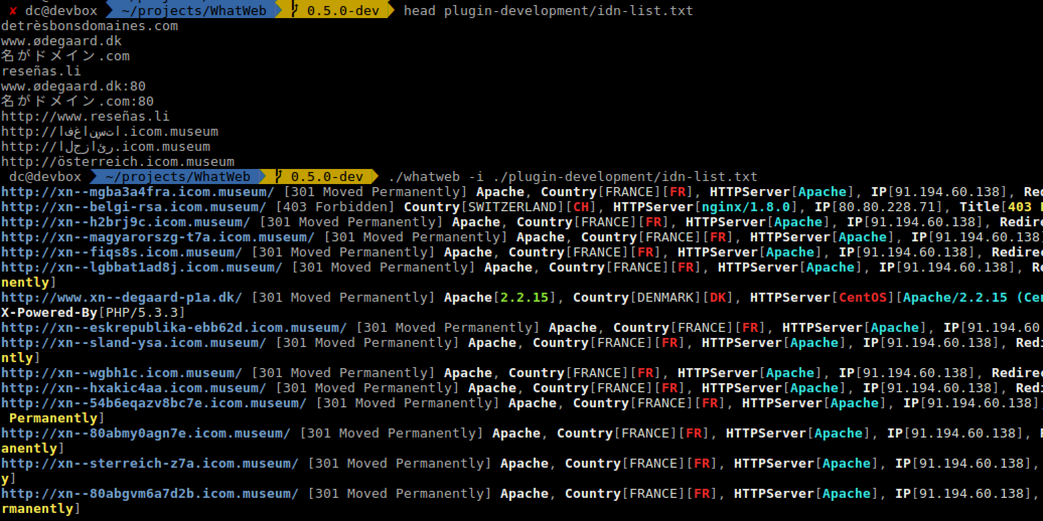 please add suport for IDN domain names · Issue #102 · urbanadventurer/WhatWeb · GitHub