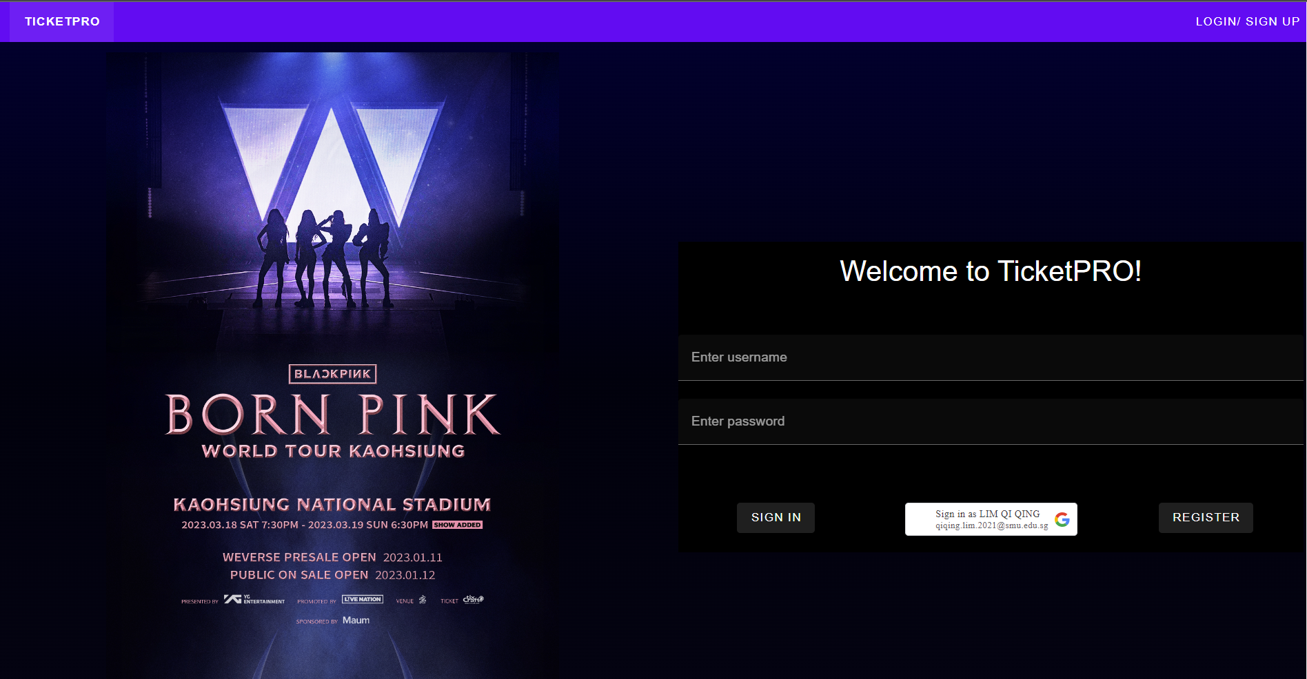 GitHub - Qds11/TicketPRO-Concert-Booking-System