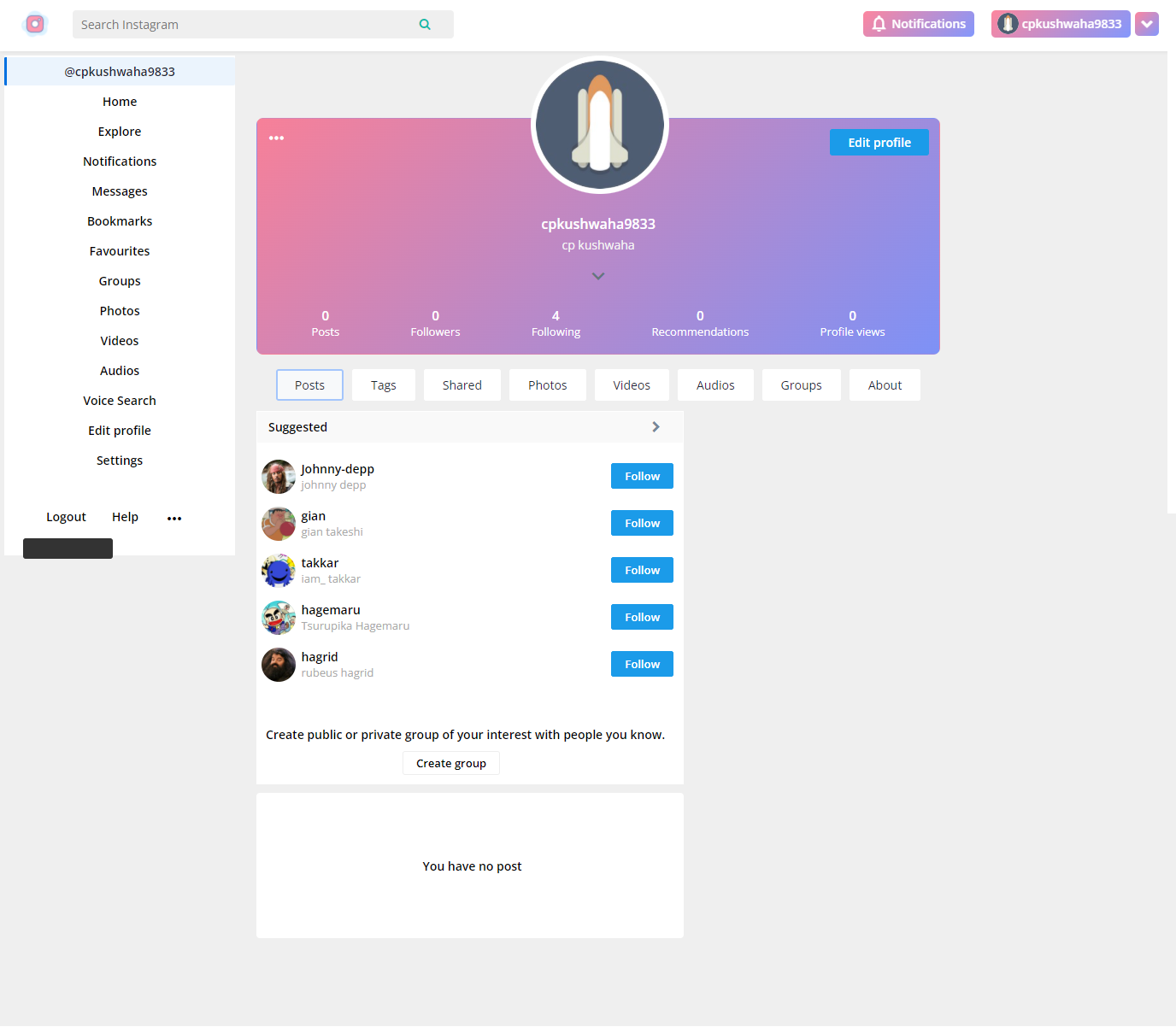 GitHub - cpkushwaha9833/instagram_web_clone