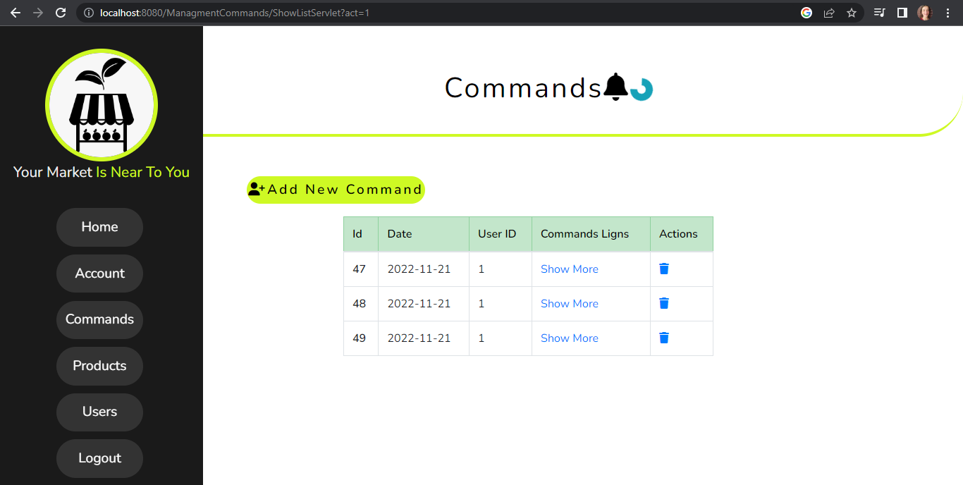 Github Basmaakarcommands Managment Managment Market Using Jpa And Servlets Using Mysql As