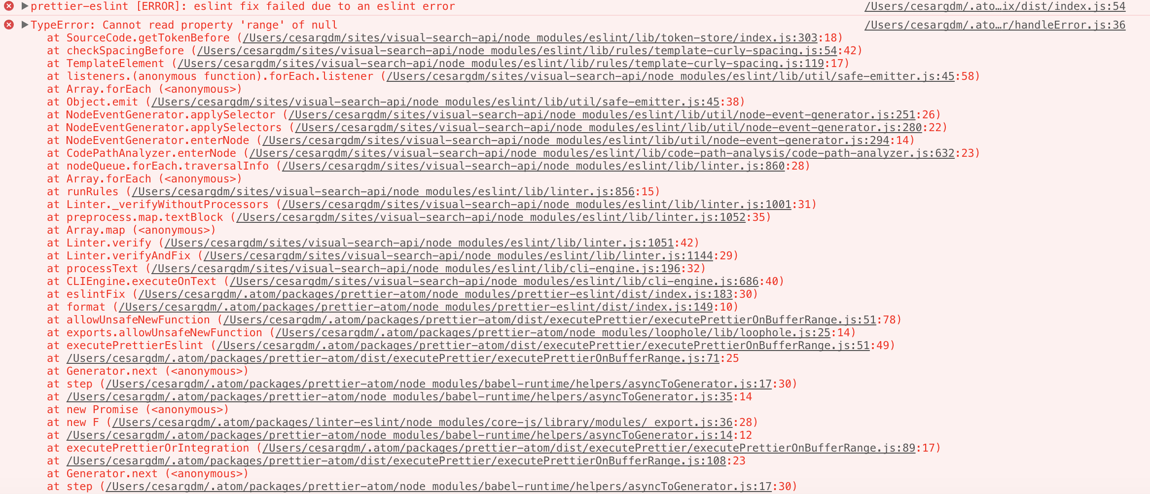 Cannot read property 'range' of null when using ES6 string concatenation · Issue #443 · prettier ...