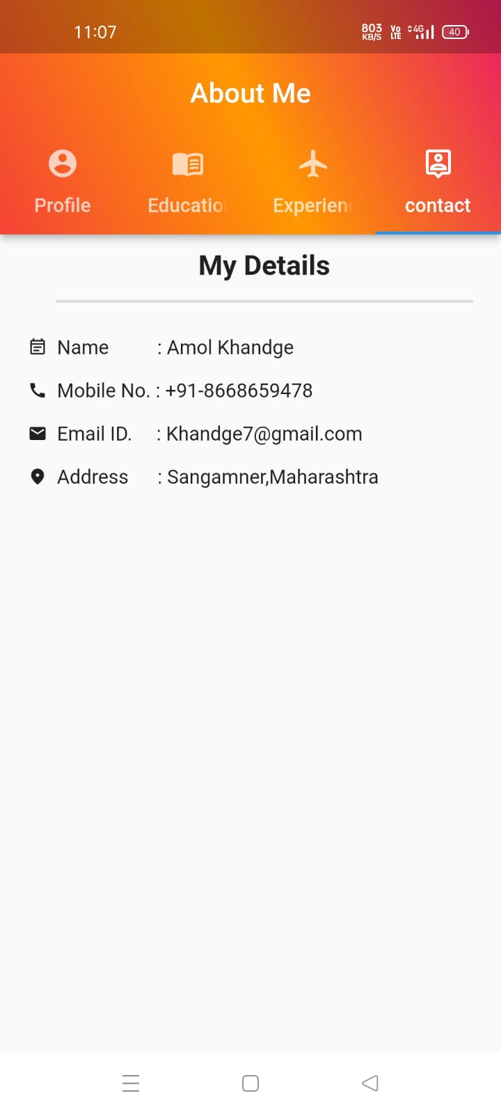 GitHub - Amolkhandge/My-Profile-APP: This app contains profile details ...