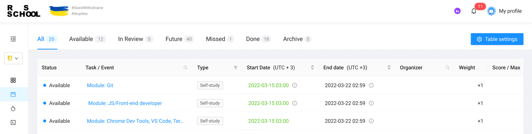 Schedule: Tag column · Issue #1780 · rolling-scopes/rsschool-app · GitHub