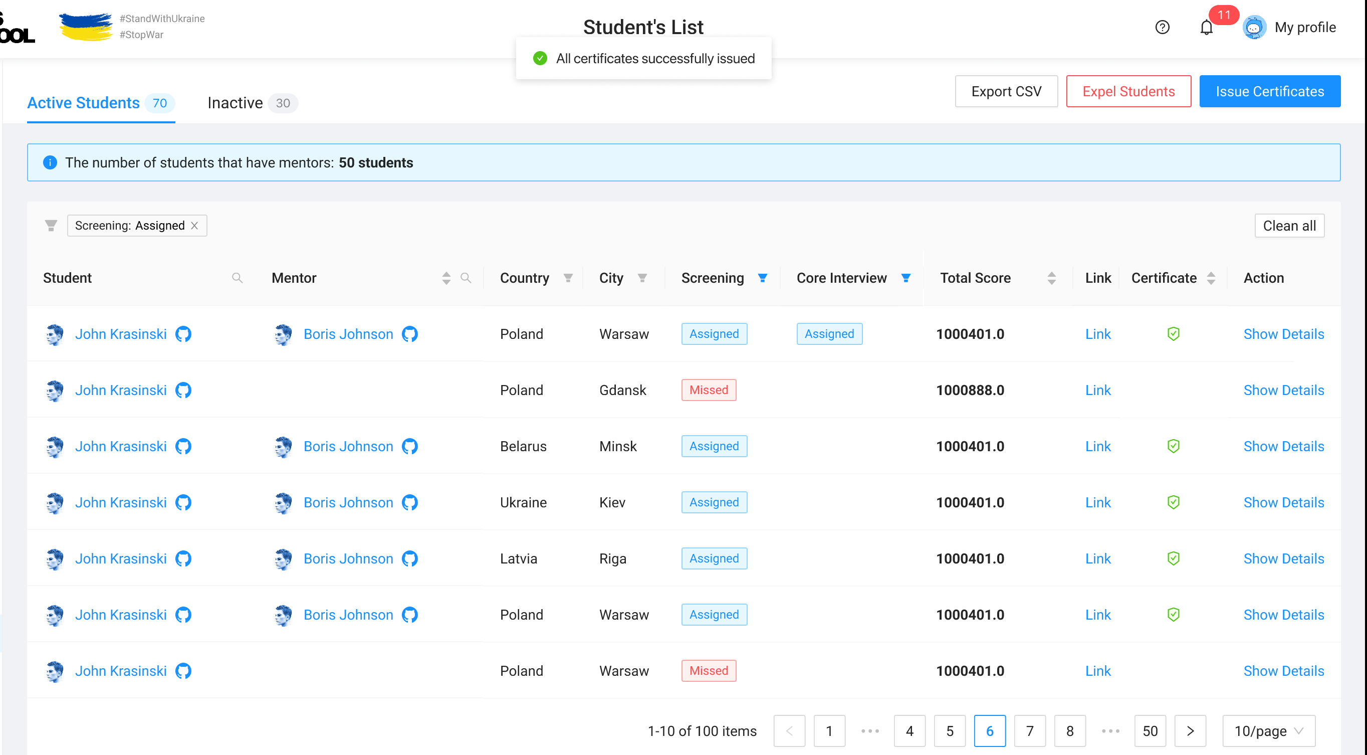Course management: Student's list · Issue #2065 · rolling-scopes/rsschool-app · GitHub