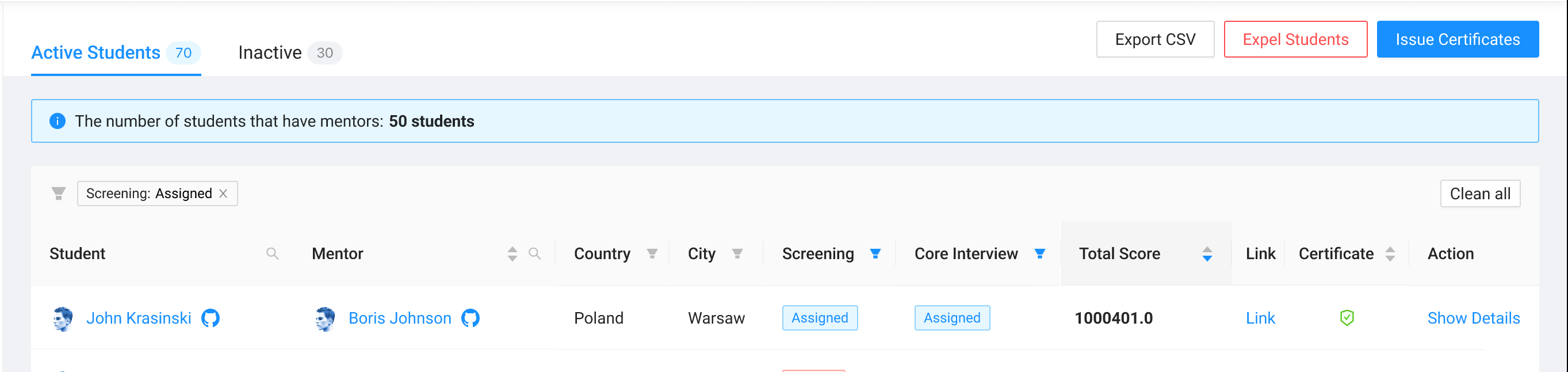 Course management: Student's list [2] · Issue #2066 · rolling-scopes/rsschool-app · GitHub