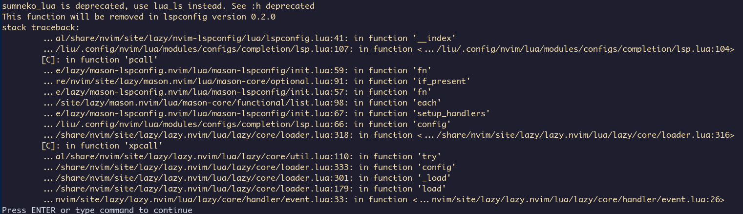 sumneko_lua is deprecated, use lua_ls instead. · Issue #511 · ayamir/nvimdots · GitHub