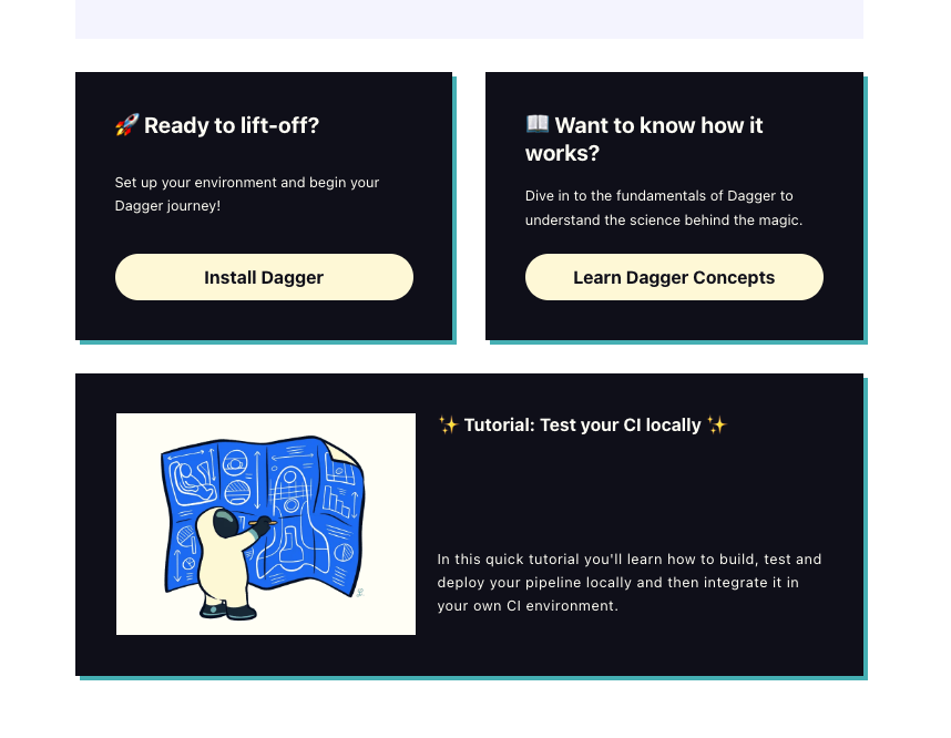 Missing button for tutorial CTA · Issue #2932 · dagger/dagger · GitHub