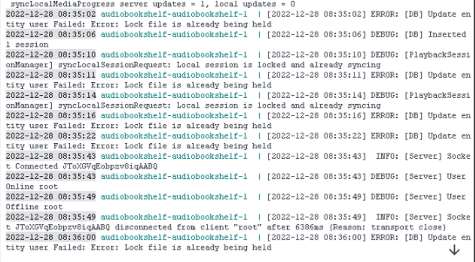 Bug Lock File Is Already Being Held · Issue 1326 · Advplyraudiobookshelf · Github 