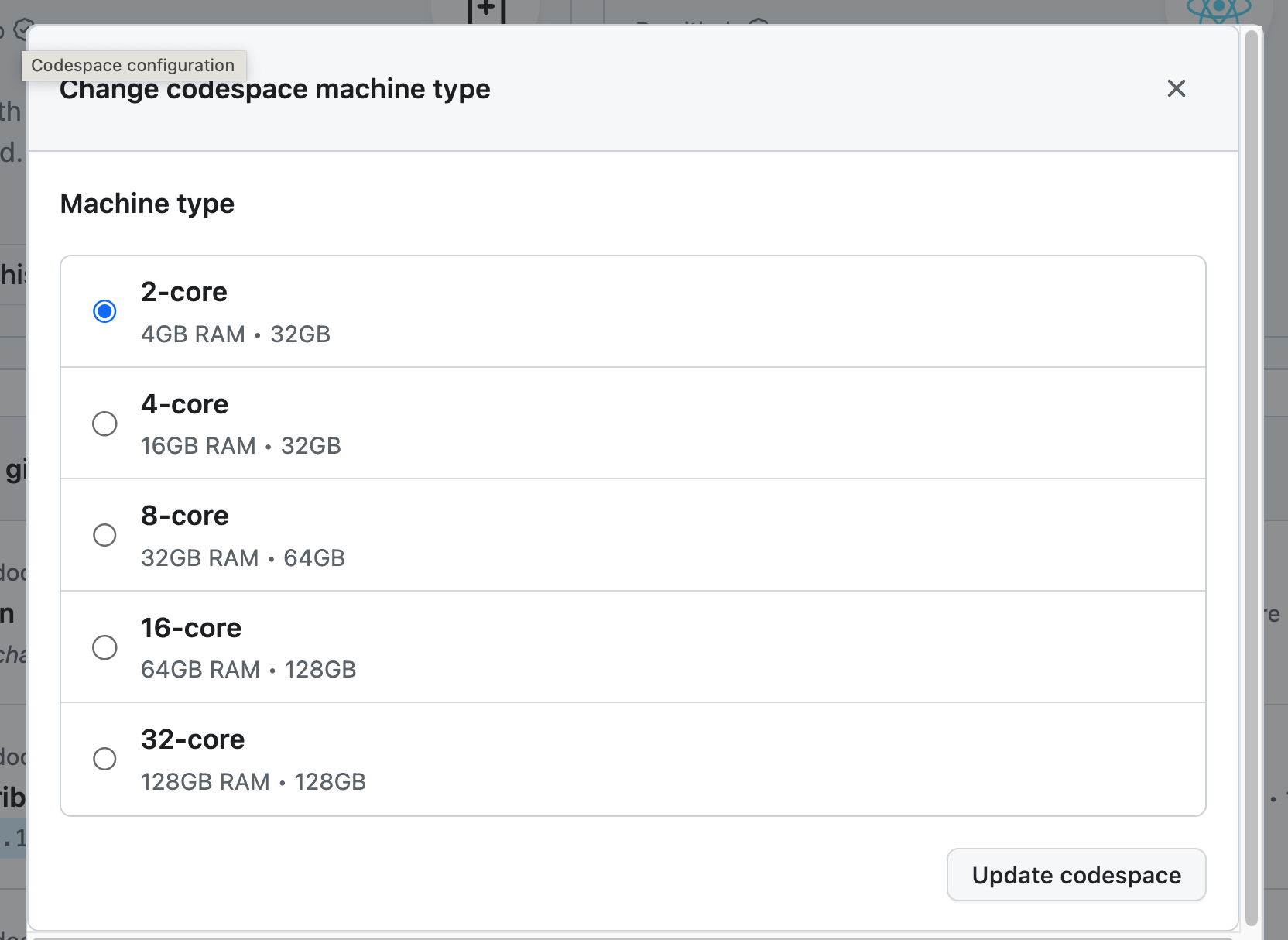 2-core codespace currently has 4 GB RAM (instead of 8 GB) · Issue #28019 · github/docs · GitHub