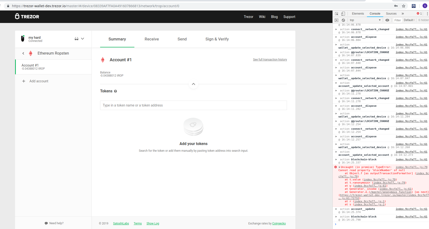 Ethereum - Ethereum Ropsten send/receive fee charge · Issue #254 · trezor/trezor-suite · GitHub