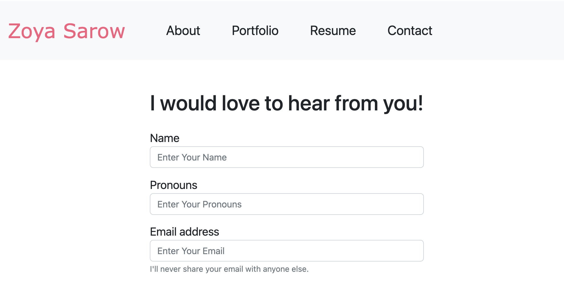 GitHub - zoyasarow/React-Portfolio