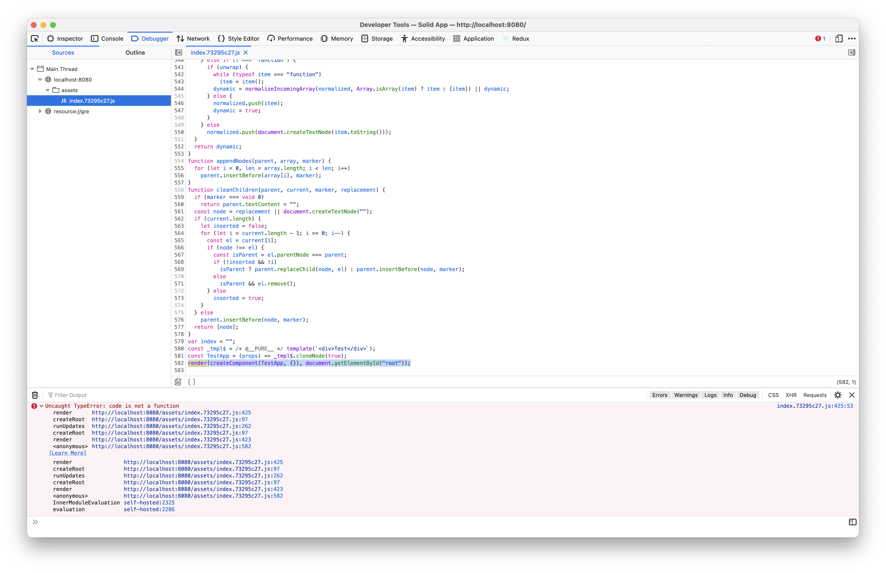 Uncaught TypeError: x is not a function for render from "solid-js/web" for static builds · Issue ...