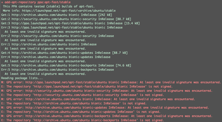 [Ubuntu] PPA got invalid signature? · Issue #183 · ilikenwf/apt-fast · GitHub