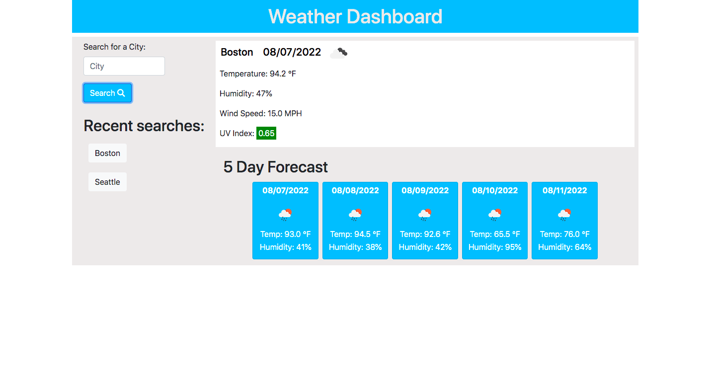 GitHub - dhuw/weather-dashboard: A view at the upcoming weather for ...