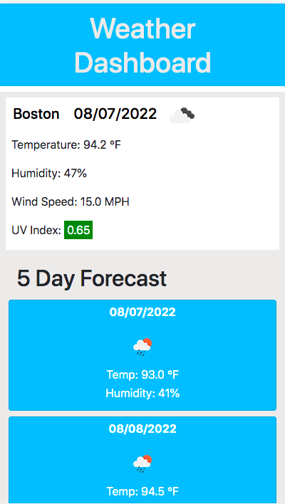 GitHub - dhuw/weather-dashboard: A view at the upcoming weather for ...