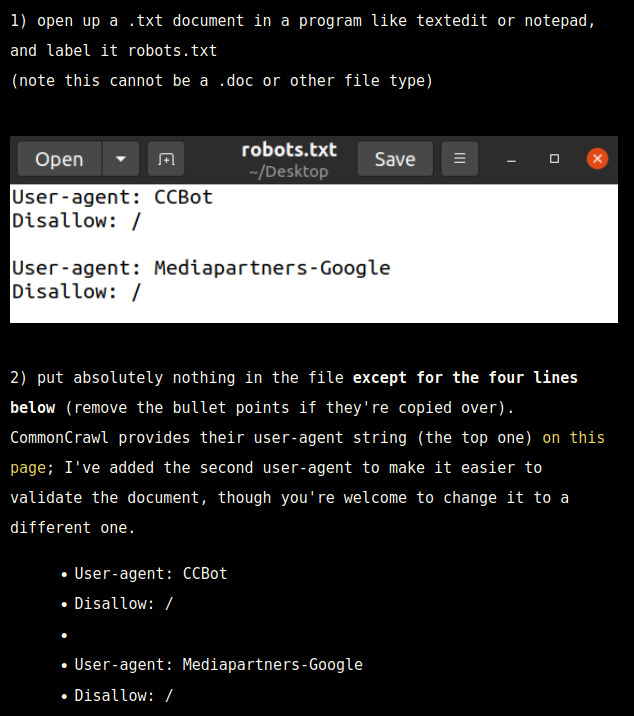 Add a robots.txt that prevents being added to a dataset. · Issue #2 · roughdrafts-xyz ...
