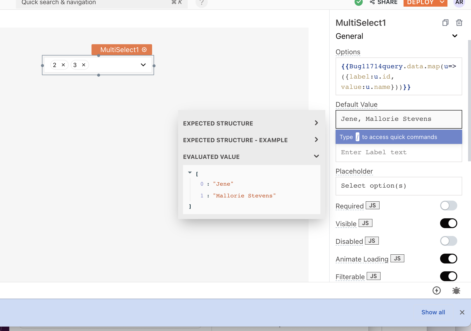 [Bug]: Multi select dropdown does not pre populate single values . · Issue #11714 · appsmithorg ...