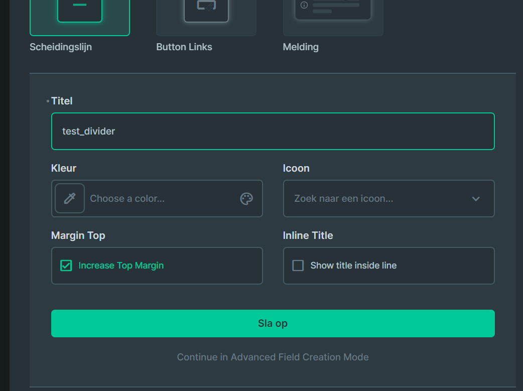 Divider key name doesn't get transfered from simple to advanced mode ...