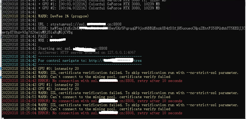 I want to mine the sero coin in trex with ssl! But always fail!Can somebody help me? · Issue ...