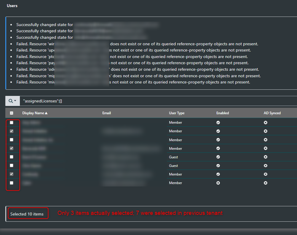 Bulk Action Checkboxes Not Cleared When Switching Tenants · Issue #1433 · KelvinTegelaar/CIPP ...