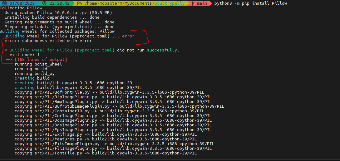 Unable to install Pillow · Issue #7361 · python-pillow/Pillow · GitHub
