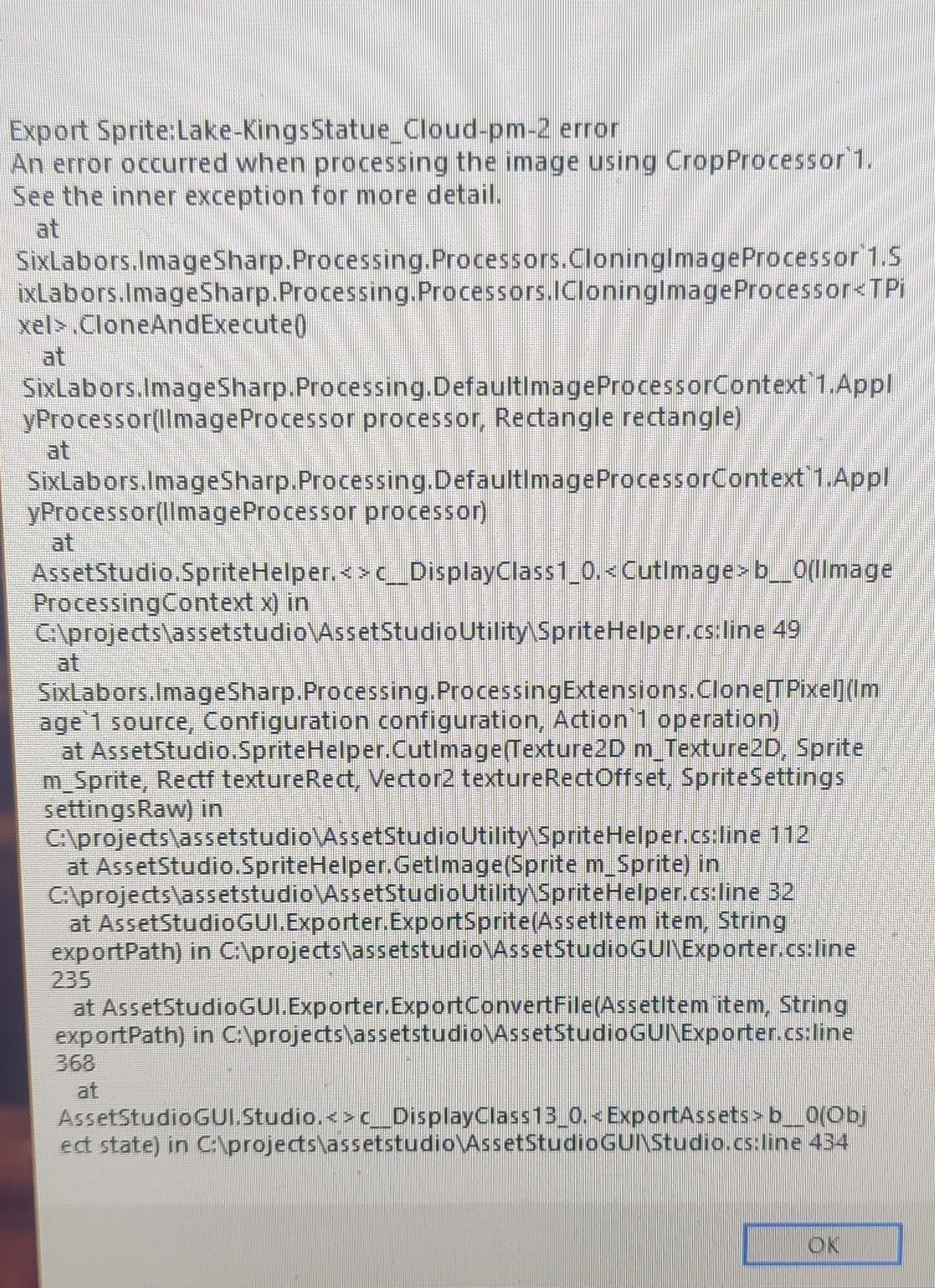 Export error [An error occured when processing the image] · Issue #944 · Perfare/AssetStudio ...