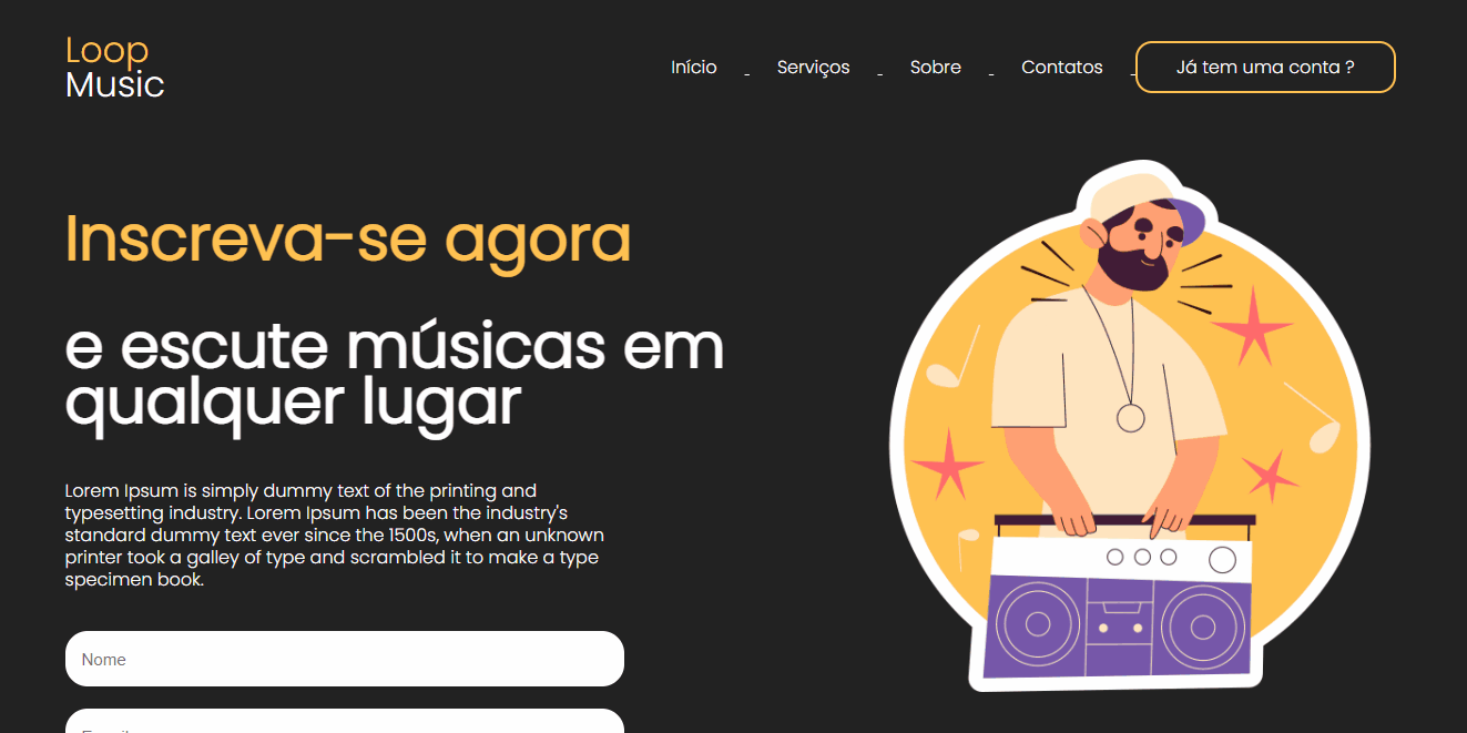 GitHub - GabrielCamposArruda/loop-music-landingpage: Modelo de Landing ...