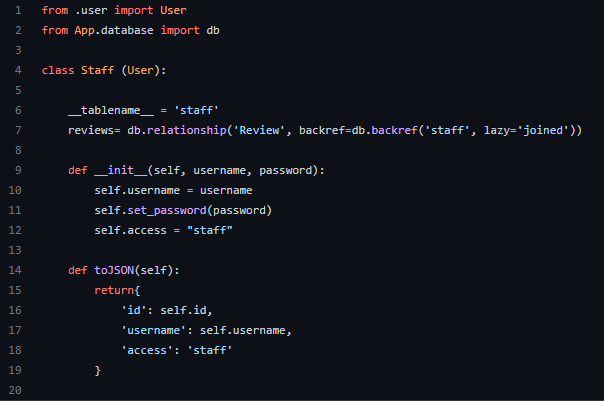 Add Staff model · Issue #1 · The-Grasshoppers/DRSS-comp3613-a1 · GitHub