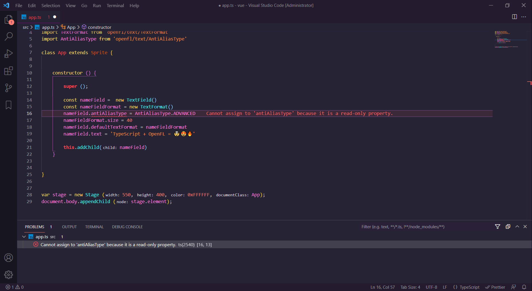 [BUG] TextField.antiAliasType is read-only (TypeScript) · Issue #2522 · openfl/openfl · GitHub