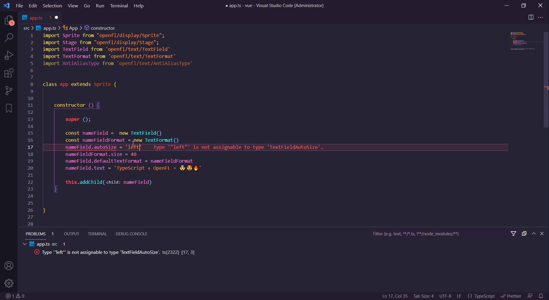 [BUG OR FEATURE] Properties not accepting String literals (TypeScript) · Issue #2523 · openfl ...