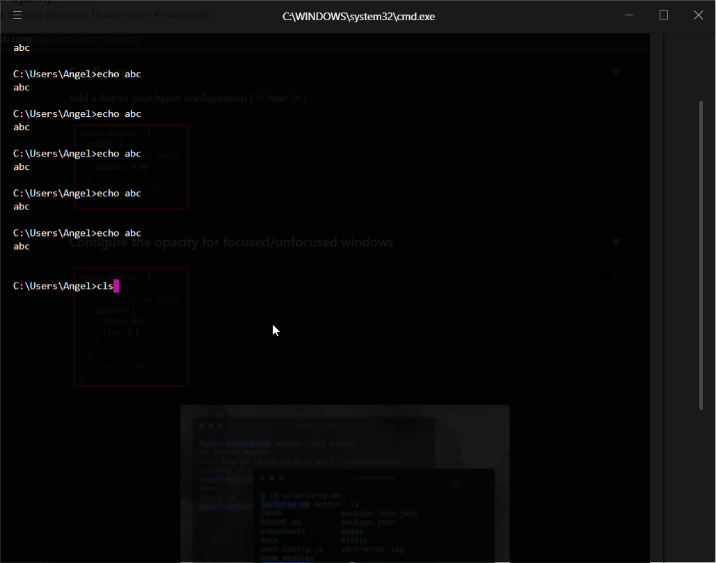 [BUG] 'cls' command doesn't clear the window · Issue #5061 · vercel/hyper · GitHub