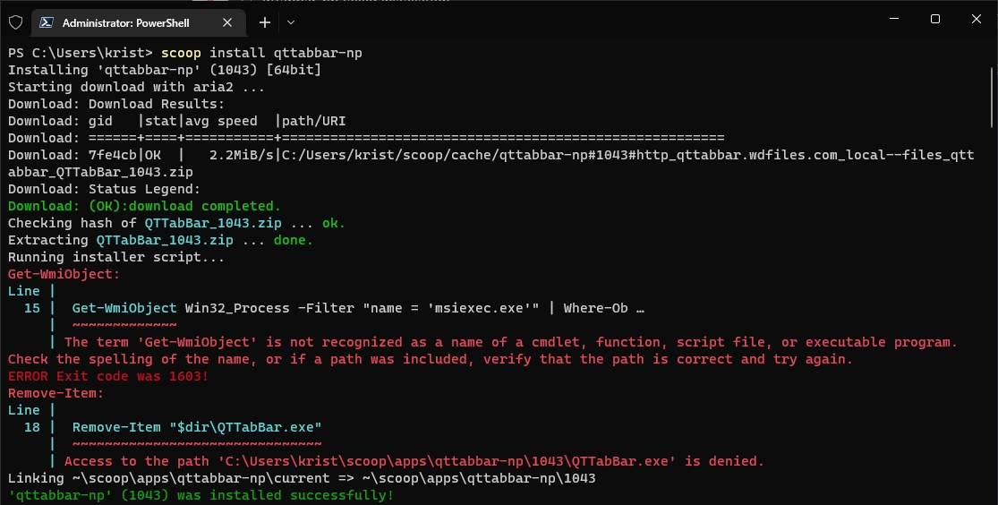 qttabbar-np failed installation · Issue #20 · ScoopInstaller/Nonportable · GitHub