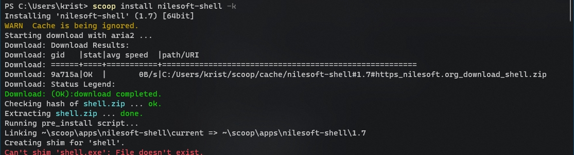 Scoop can't shim shell.exe for nilesoft-shell · Issue #8971 · ScoopInstaller/Extras · GitHub