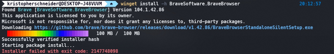 [Package Issue]: BraveSoftware.BraveBrowser can't install · Issue #77220 · microsoft/winget-pkgs ...