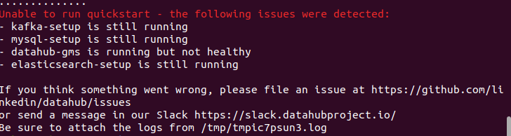 Unable To Run Quickstart Datahub Gms Is Running But Not Healthy · Issue 4606 · Datahub Project
