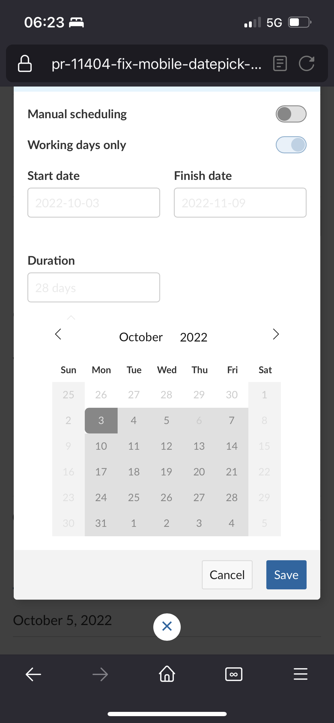 Bug #44398: Duplicate cancel buttons in mobile modals | OpenProject