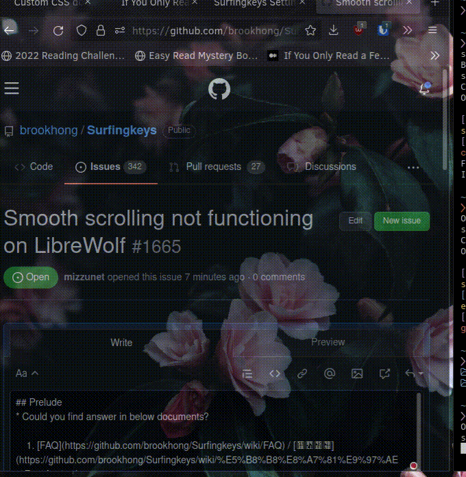 Smooth scrolling not functioning on LibreWolf · Issue #1665 · brookhong/Surfingkeys · GitHub
